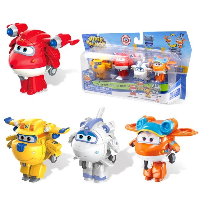 Набор-трансформер Super Wings из 14 деталей, коллекционная игрушечная фигурка в виде самолета размером 2 дюйма, включая мини-фигурки динозавров.