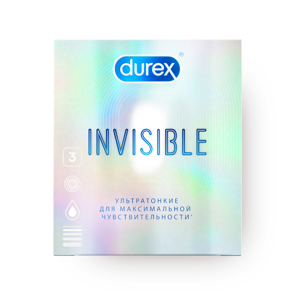 Презервативы Durex "Invisible", ультратонкие, силиконовая смазка, 3 шт.