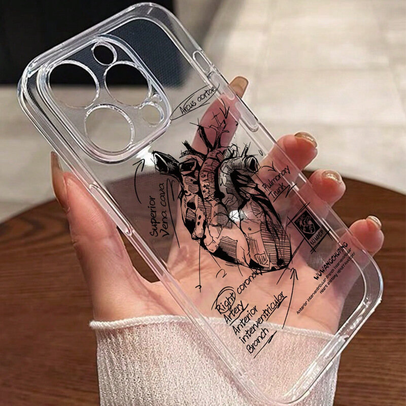 Творческое сердце пример иллюстрация применима iPhone15promax яблоко 13pro эскиз 12/11 прозрачный 14 корпус EA