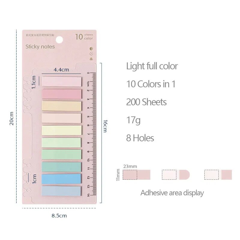 Клейкая бумага для заметок, Канцтовары набор 200 листов канцелярских принадлежностей размещенных для книг это блокнот для записей и закладок