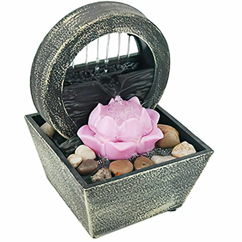 Настольный фонтан со светодиодной подсветкой для создания стильного интерьера, размер 11.5x11.5x17 см