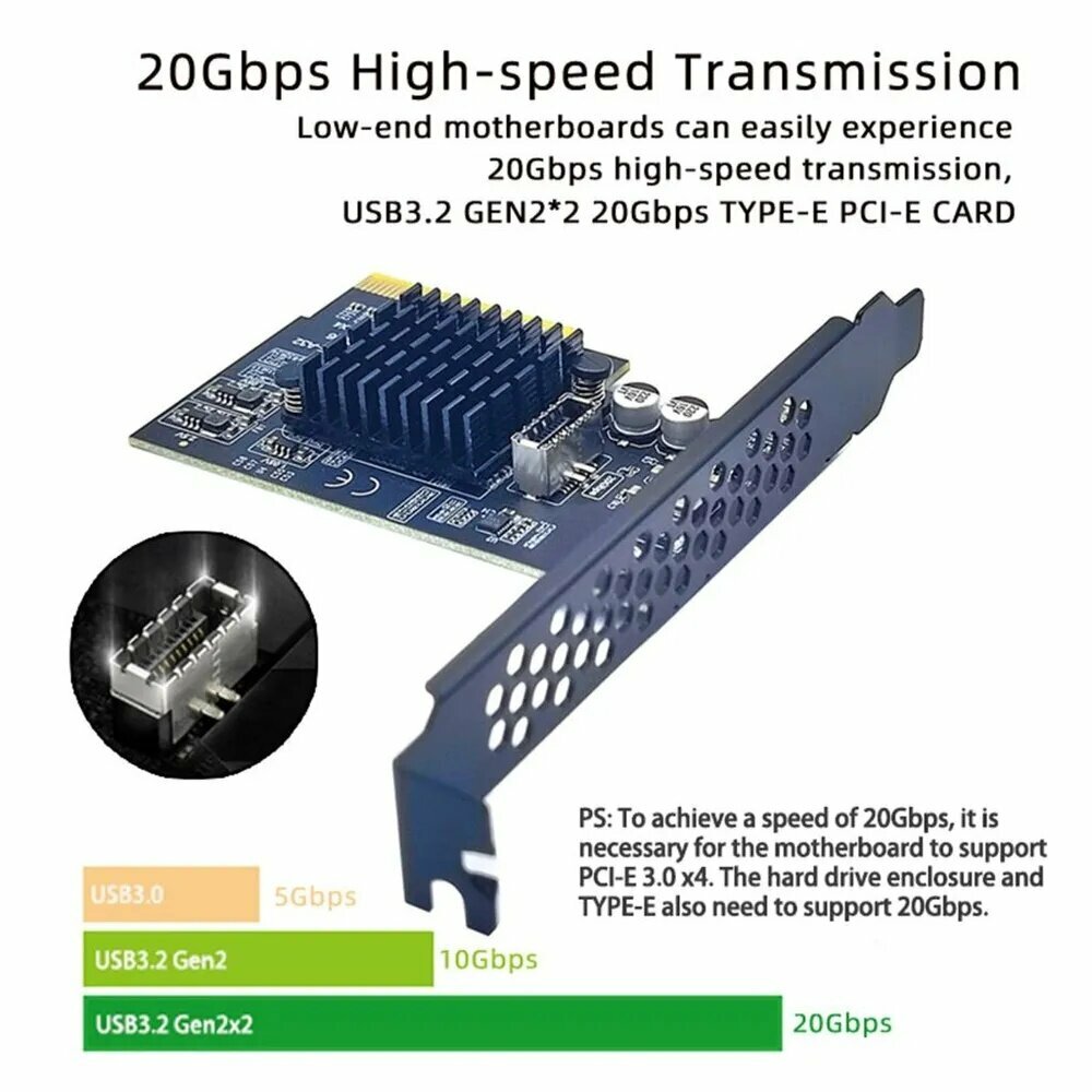 Адаптер PCIe Type C USB 3.2 Gen2x2 — фото 1