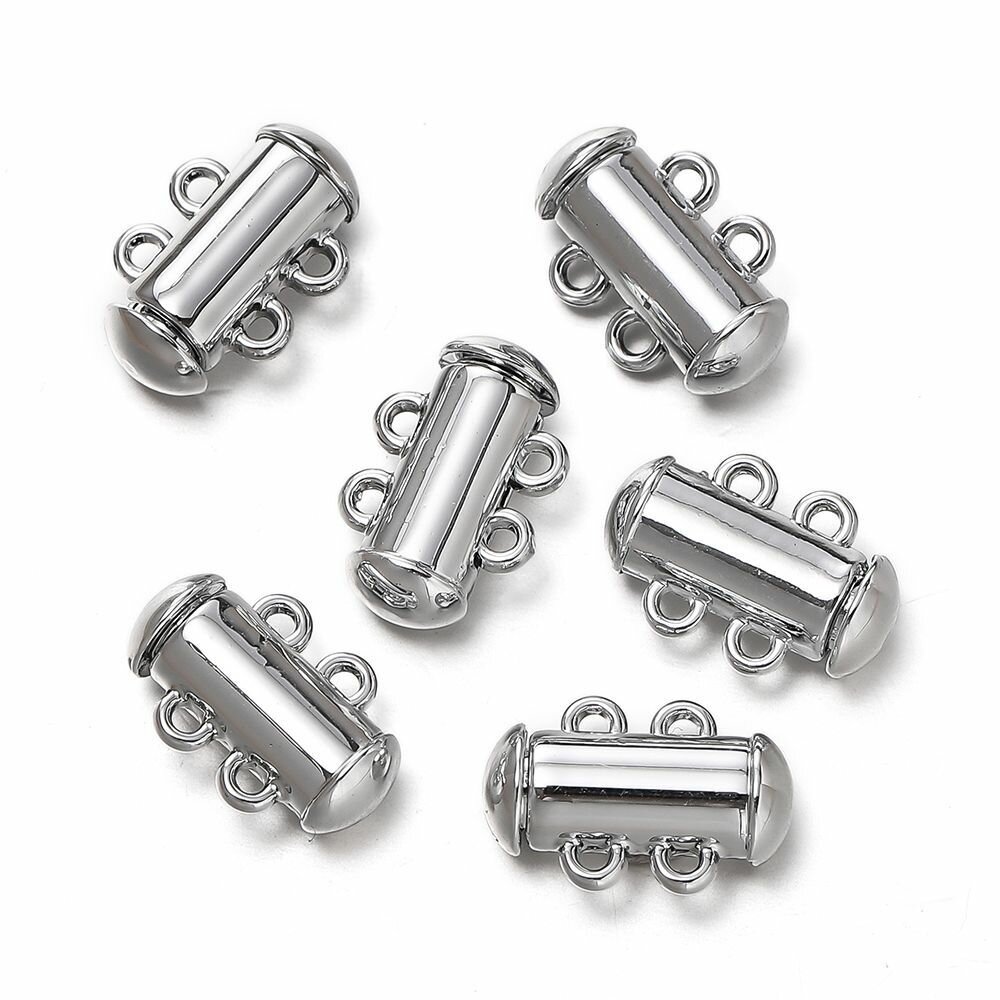 Замок/ застежка слайдер для украшений 5 шт, Для многорядных браслетов. размер 10.5x15.5 мм, цвет родий.