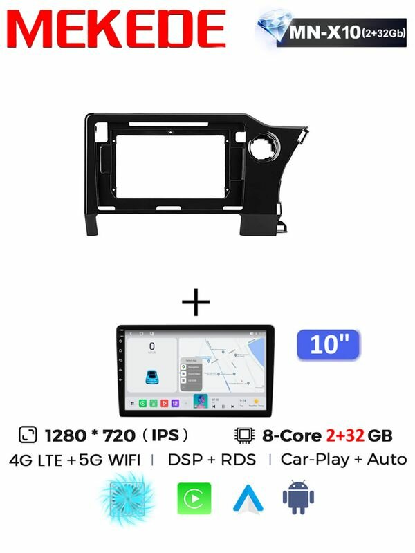 Магнитола 10.2" Mekede MN X10 Pro 2/32 Gb Toyota Hilux Pick Up AN120 2015-2020 Правый руль carplay