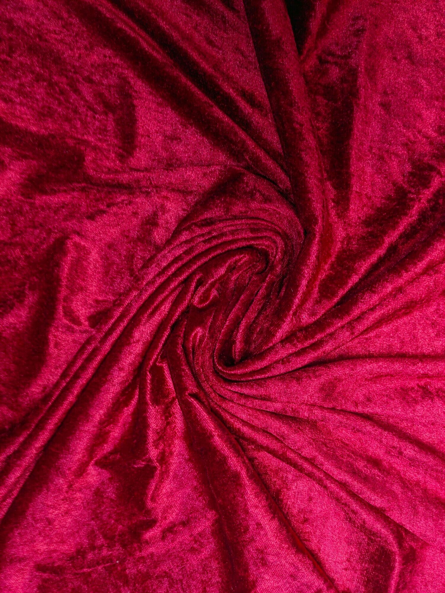 Ткань Бархат-стрейч мраморный темно-красный, 1 метр