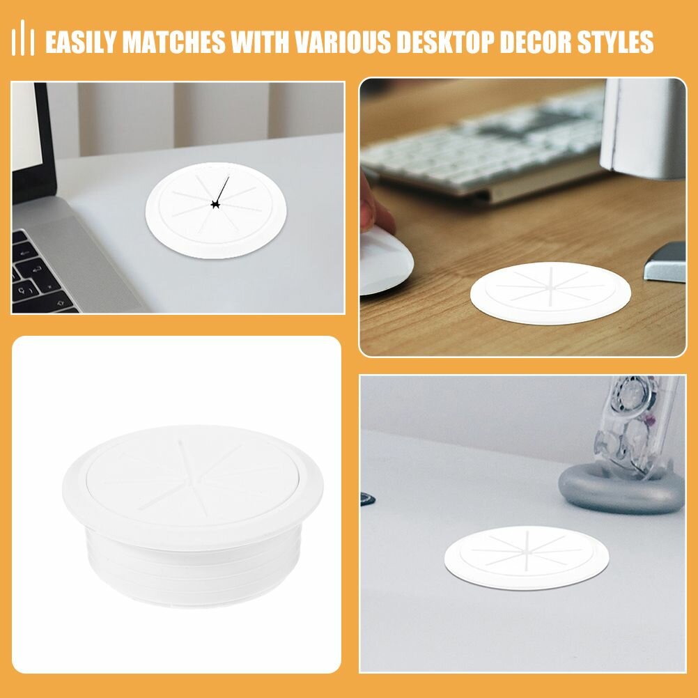 Набор из 4 белых пластиковых крышек для кабельных отверстий стола из пп для организации проводов