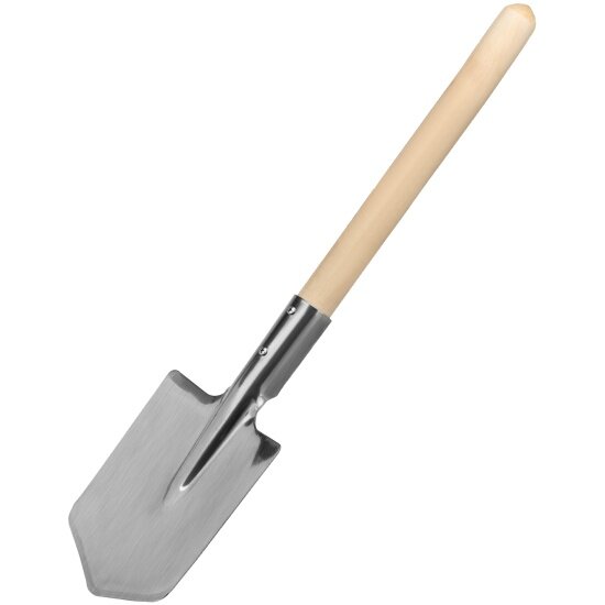Лопата саперная Сибртех нержавеющая сталь, 153 x 180 x 585 мм, деревянный черенок 61439