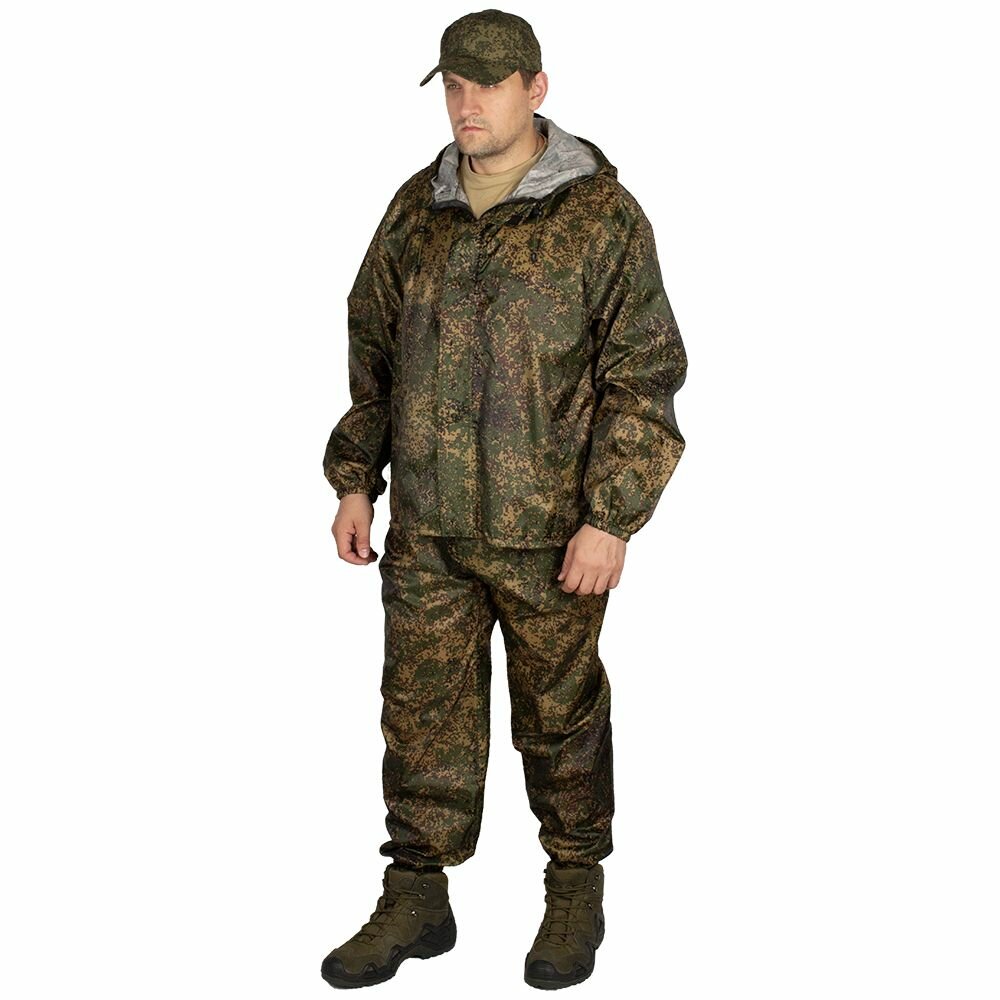 Костюм ветровлагозащитный (ВВЗ), военный армейский камуфляж зеленая цифра (пиксель), непромокаемый (водонепроницаемый) с защитой от дождя