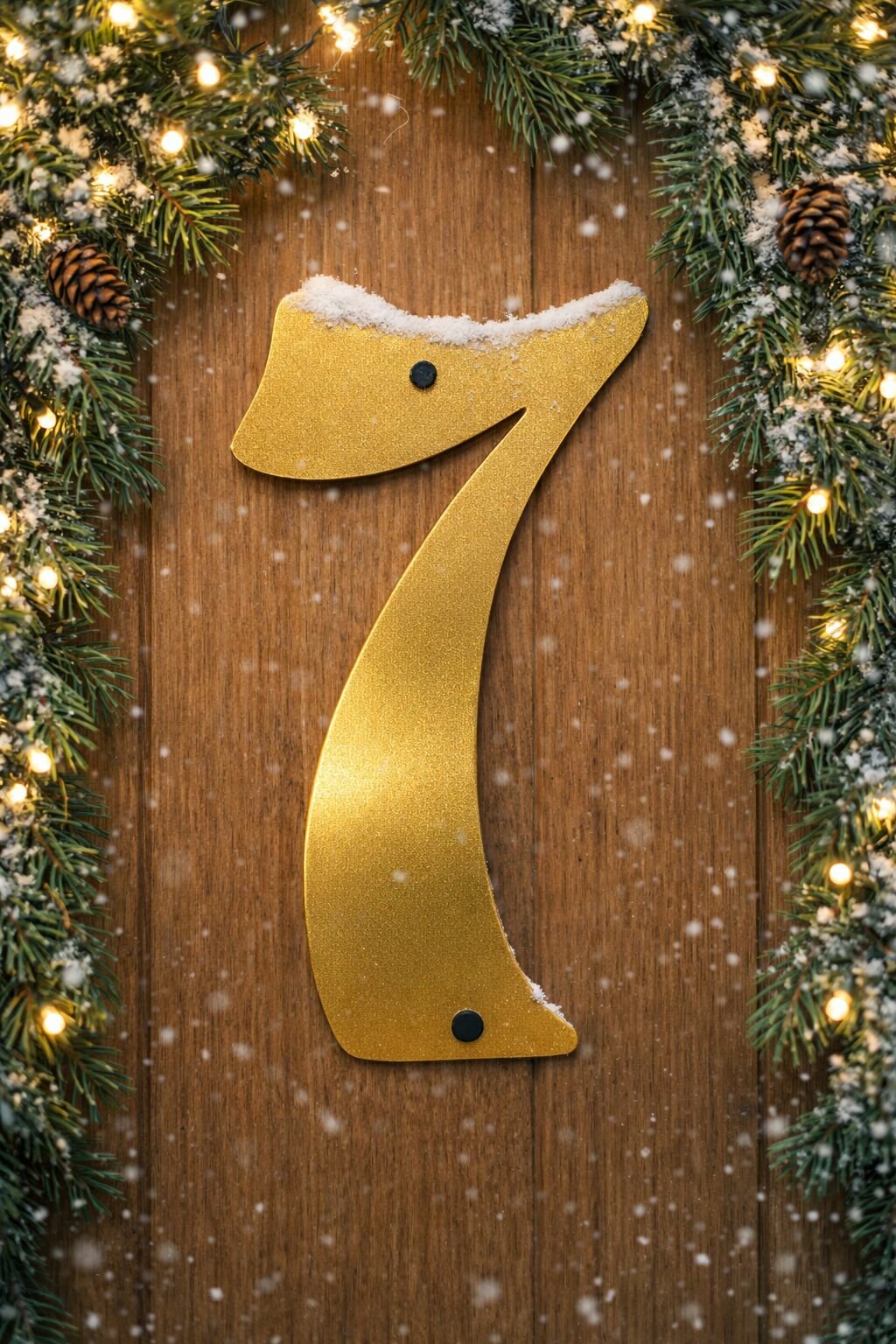 Цифра большая "7",170х60 мм металл 0.5-0.7 мм золотая. Цифры на дверь, номер квартиры (Ф)