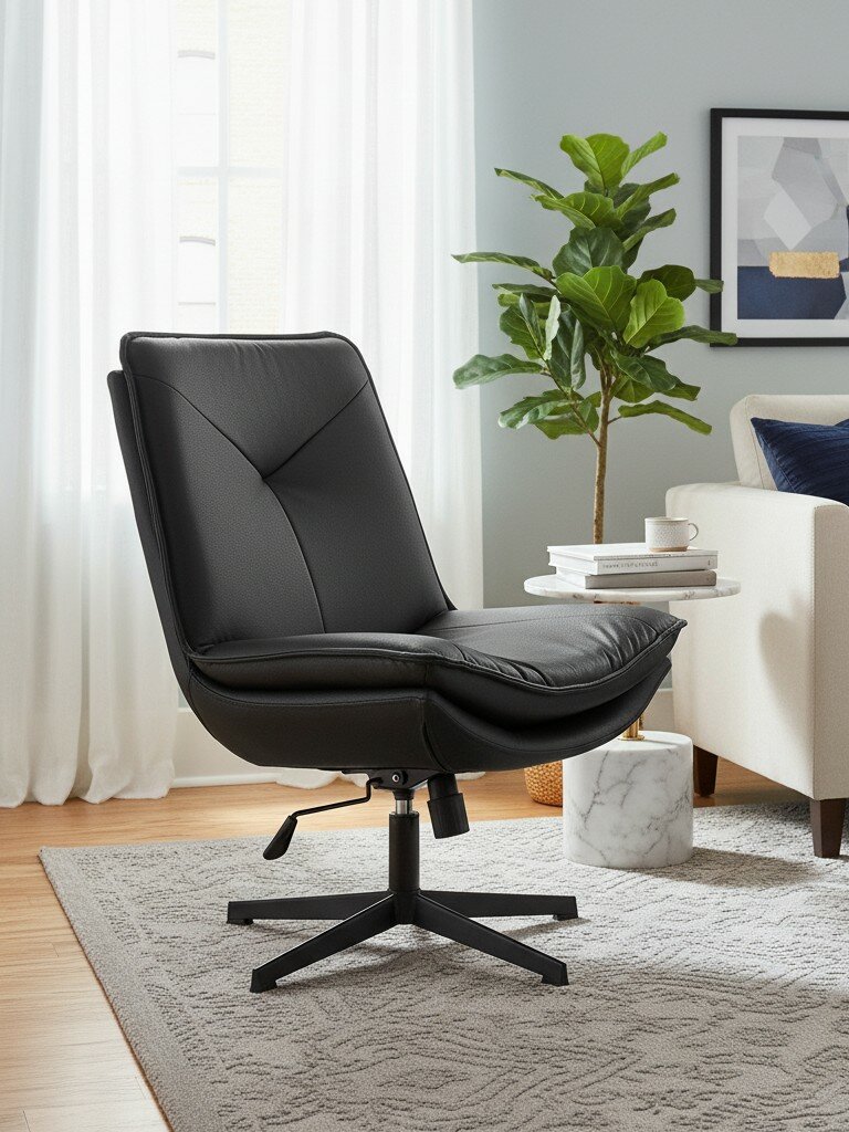 Кресло для отдыха лаунж TetChair Cosmo, экокожа, Sharp Чёрный