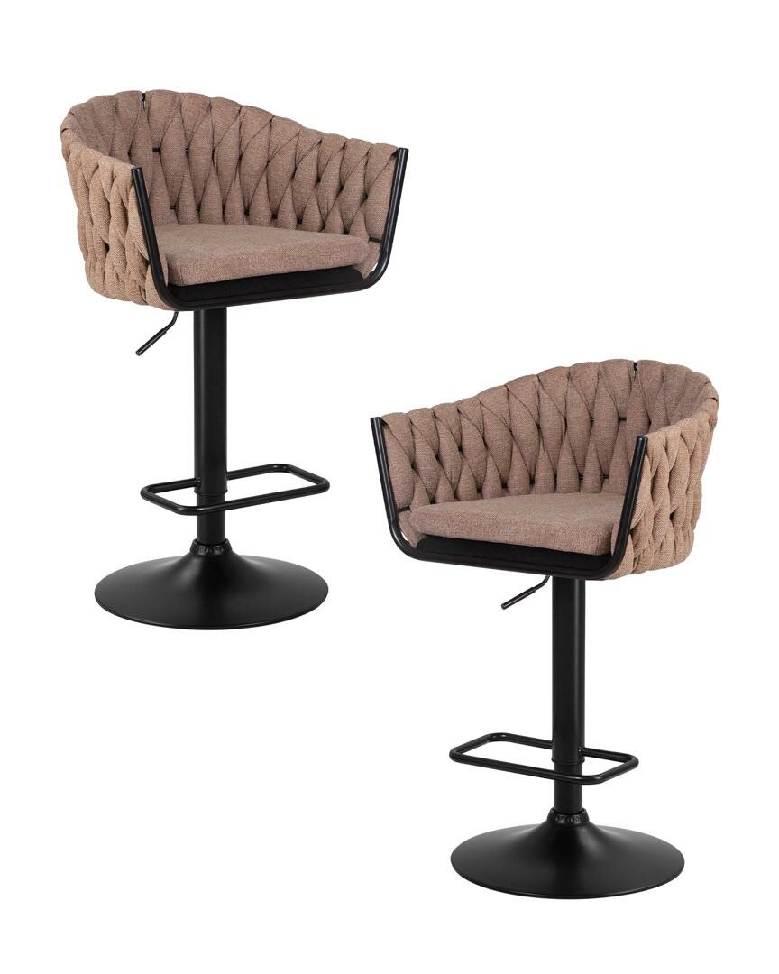 Стул барный DOBRIN Набор 2 шт Стул барный DOBRIN LEON, коричневая ткань (LAR 275-3) арт. LM-9690-N_B-M_TT-LAR-275-3