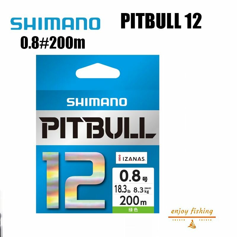 SHIMANO PITBULL 12 Braid 0.8 PE 200 м зелёный PL-77FV Шнур плетёный