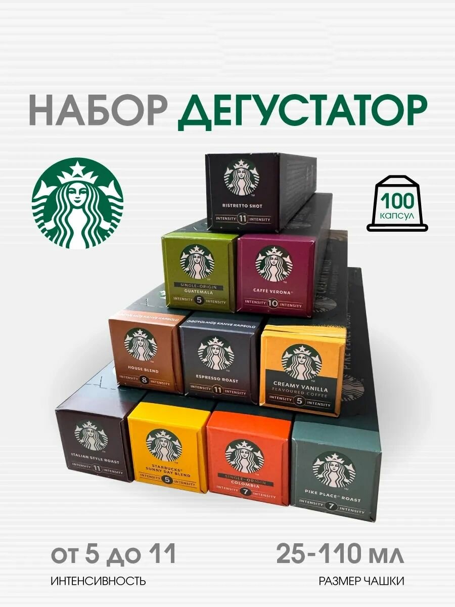 Набор разнообразных капсул Старбакс для кофемашины Nespresso
