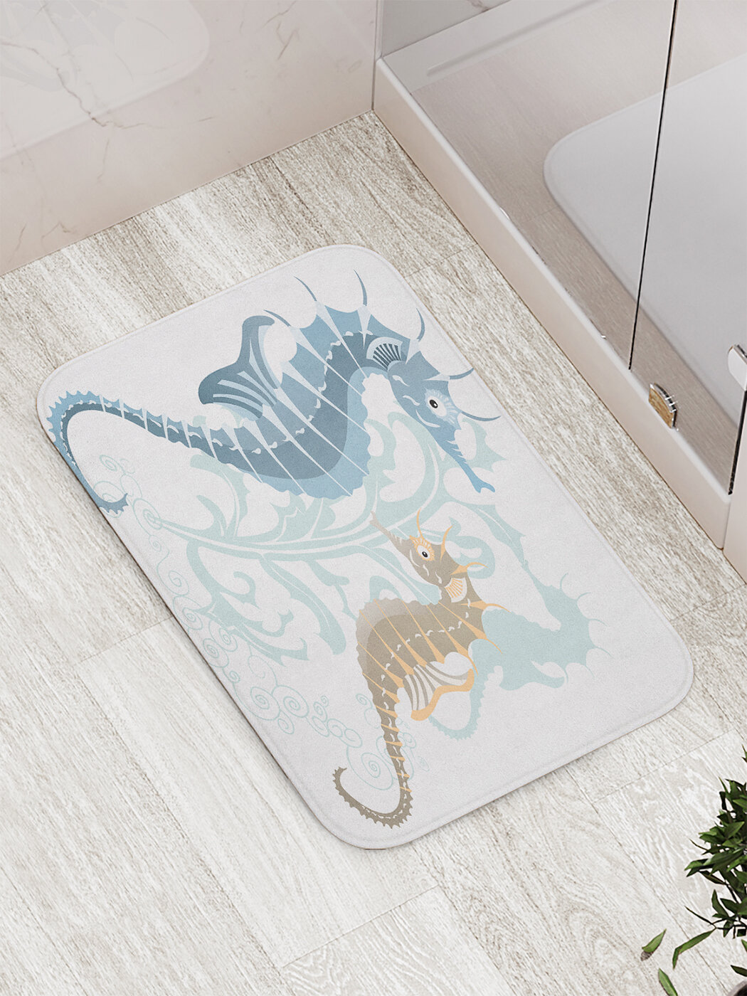Коврик для ванной комнаты и туалета противоскользящий "Сказочные коньки" 52х77 см, JoyArty