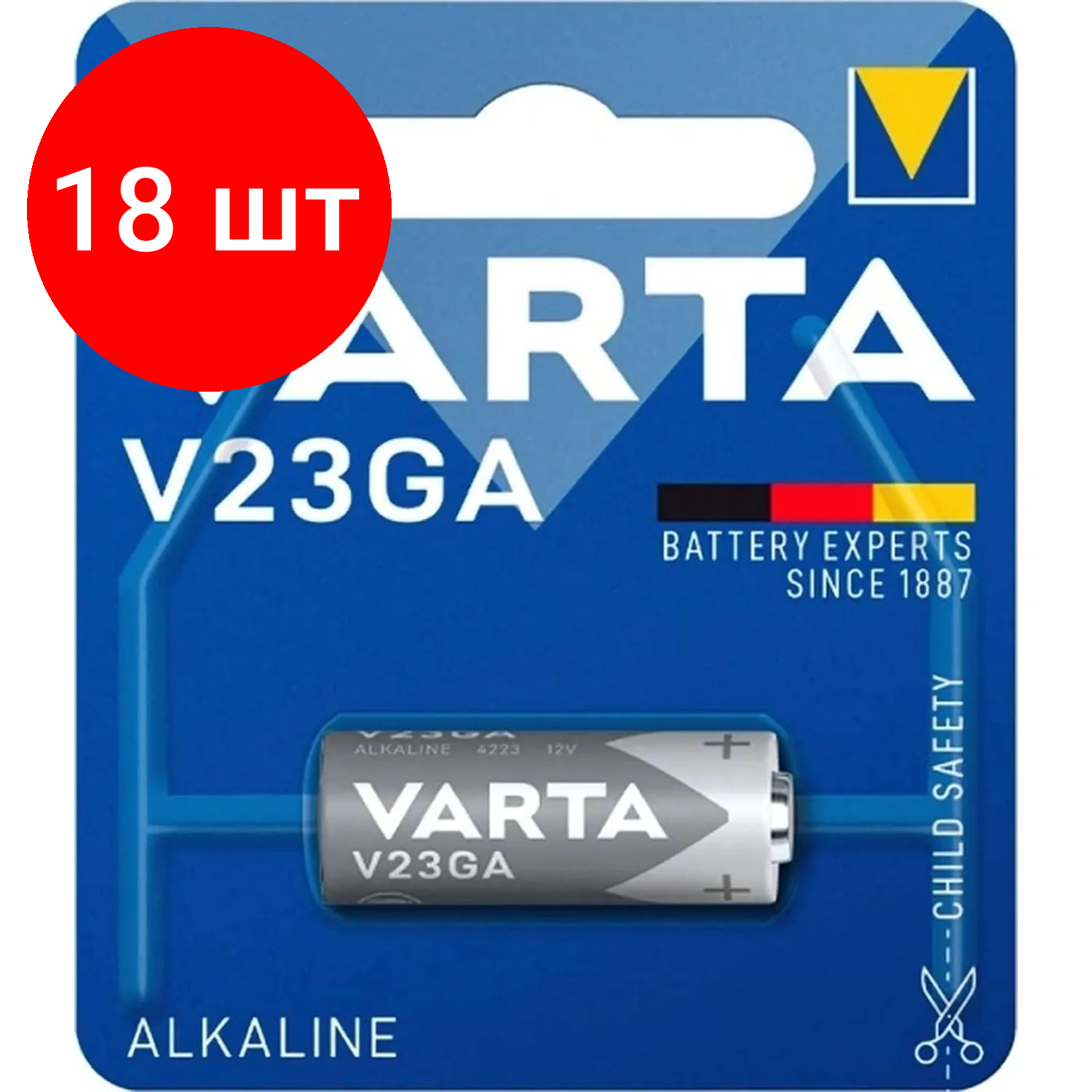 Комплект 18 штук, Батарейка Varta ELECTRONICS LR23/V23GA/A23/MN21 BL1 Alkaline 12V (4223)