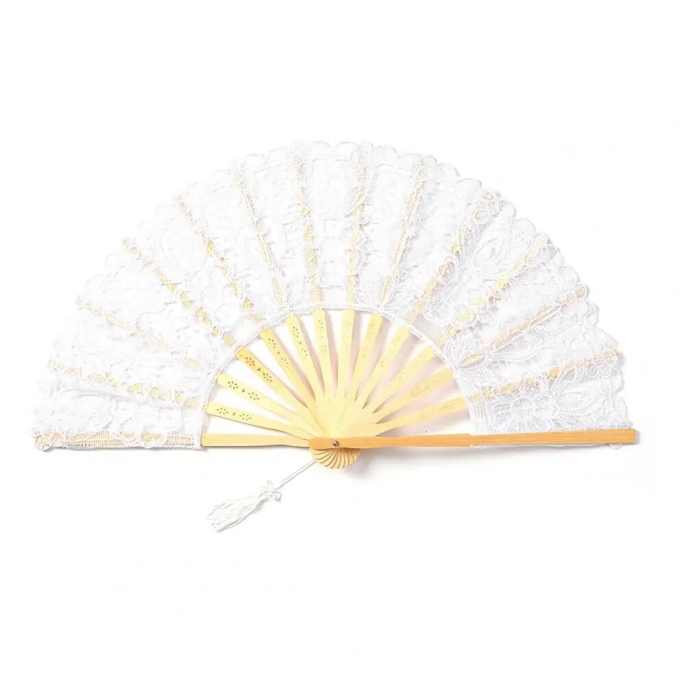 Складной кружевной веер Белый, White 3