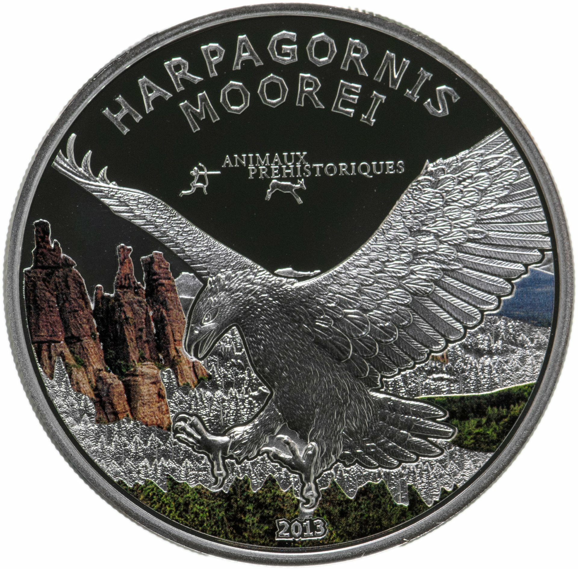 Габон 1000 франков 2013 "Орёл Хааста", Серебро 925, в сохранности Proof