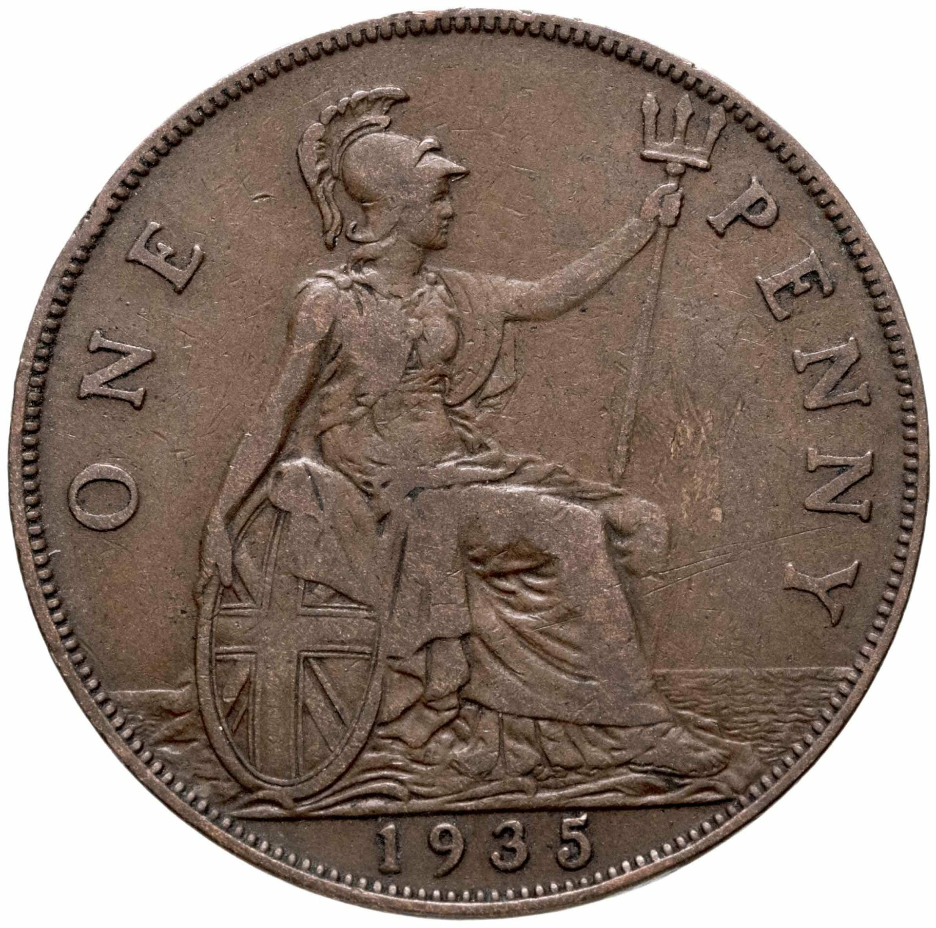Великобритания 1 пенни penny 1935, Бронза, в сохранности VF-XF