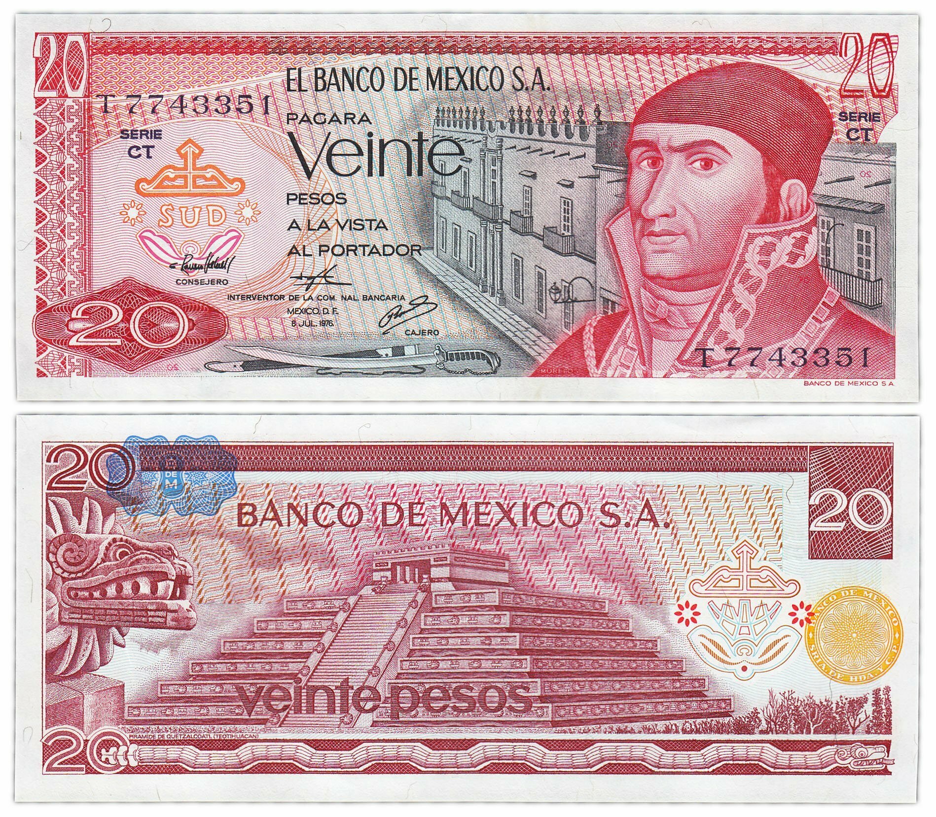 Мексика 20 песо 1976 год Pick 64c6