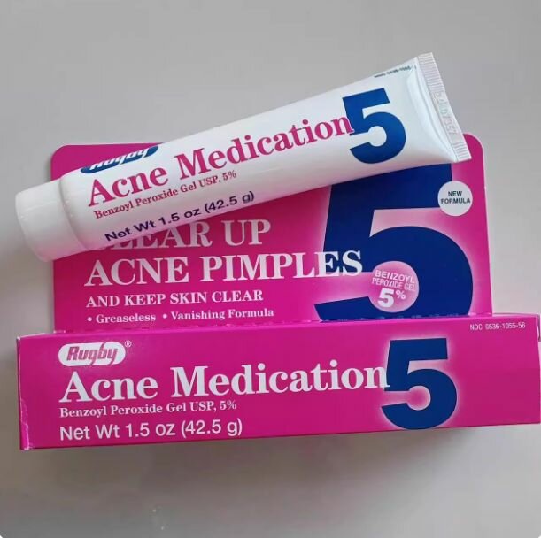 Гель от акне и прыщей Rugby для проблемной кожи, Benzoyl peroxide 5%, 42,5 гр