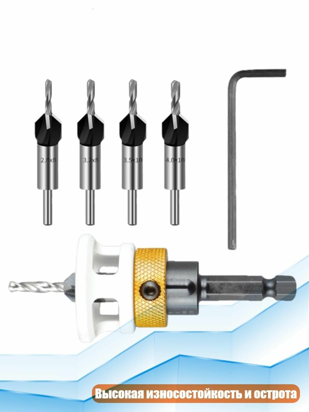 Набор зенковок с ограничителем глубины