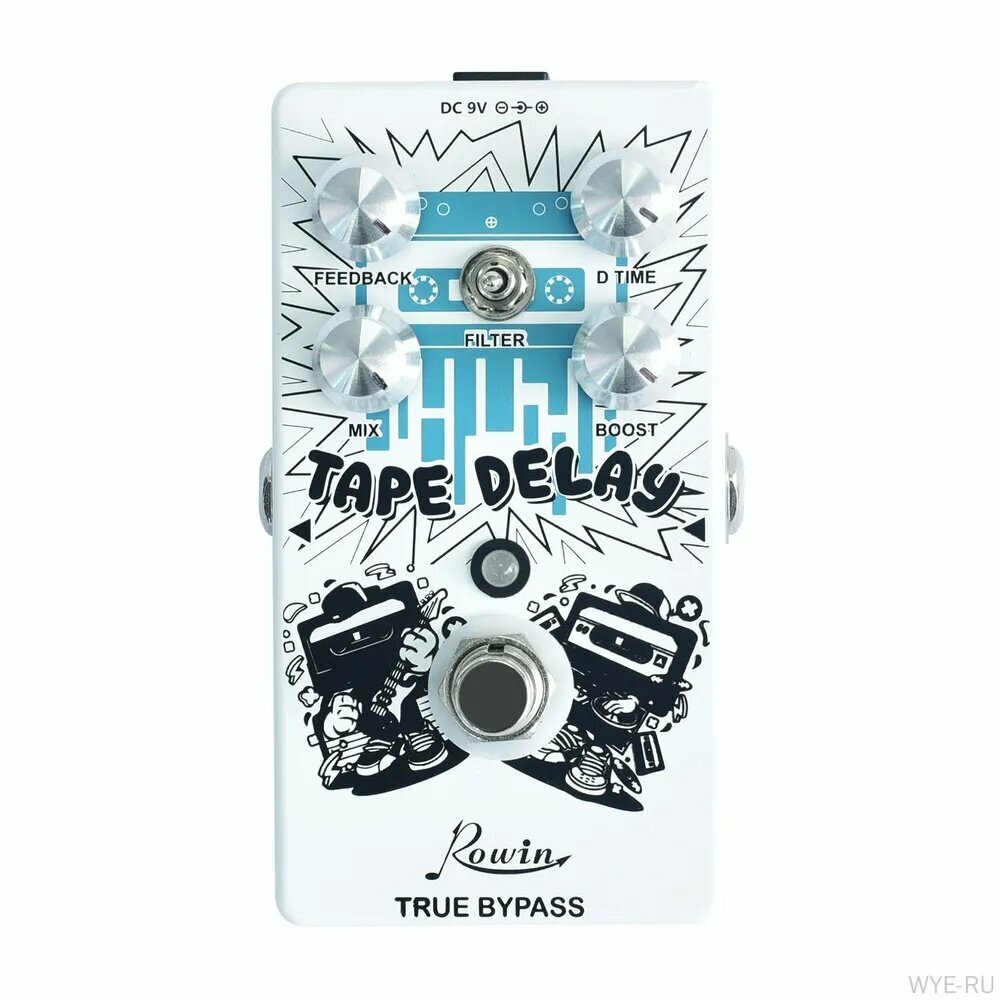 Гитарная педаль Эффектная RE-01 TAPE DELAY Digital Delay с четырьмя регулировочными ручками Filter Modulation True Bypass изготовленная из цельного