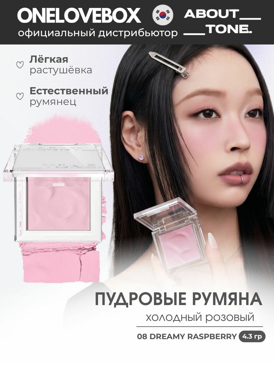 ABOUT TONE Fluffy Wear Blusher 08 Dreamy Raspberry - компактные пудровые корейские румяна (4.3 гр)