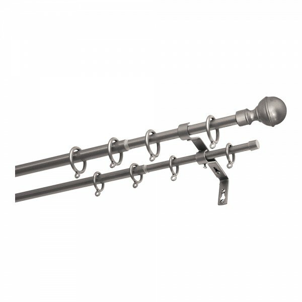Карниз УЮТ Эконом 2-ряд. 160-300см, антрацит, Шар