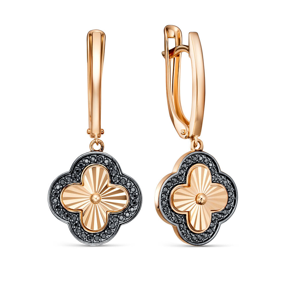 Серьги, красное золото, 585 проба, фианит