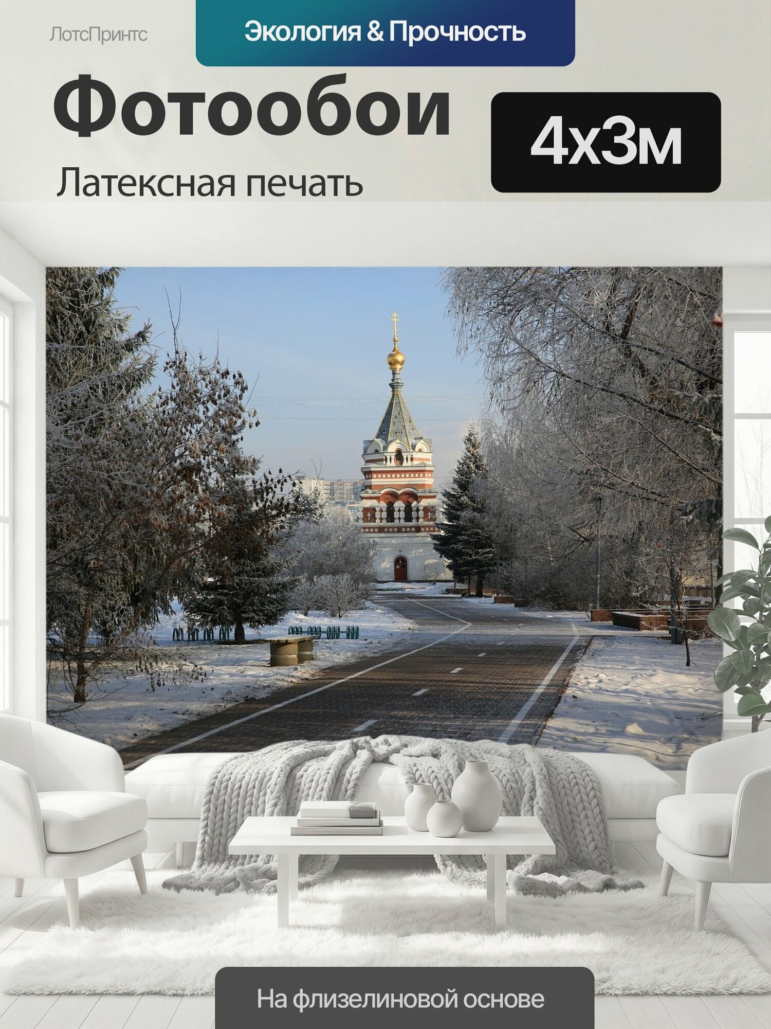Фотообои моющиеся ударопрочные "Россия, сибирь, омск" 400x300 см. латексная печать