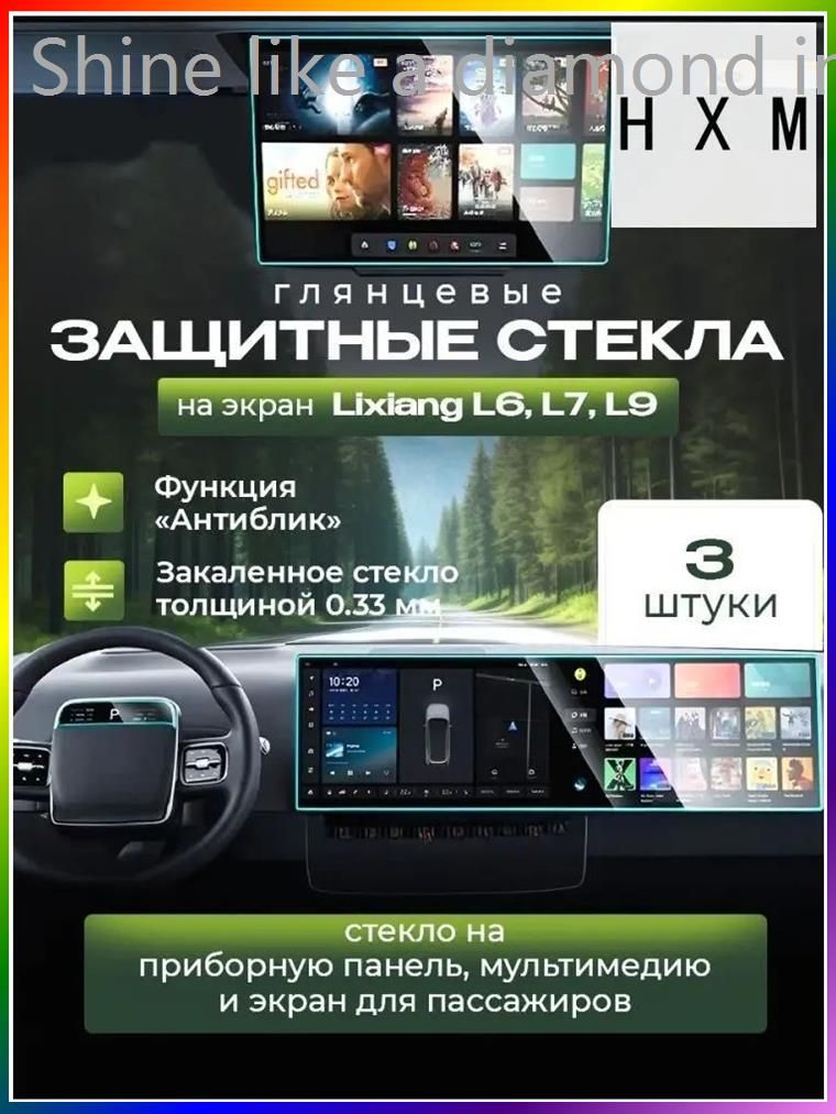 Защитное стекло (3 шт.) для Lixiang L6, Lixiang L7, Lixiang L9 ( Li6, Li7, Li9) Лисян Л6, Лисян Л7, Лисян Л9 Глянцевое