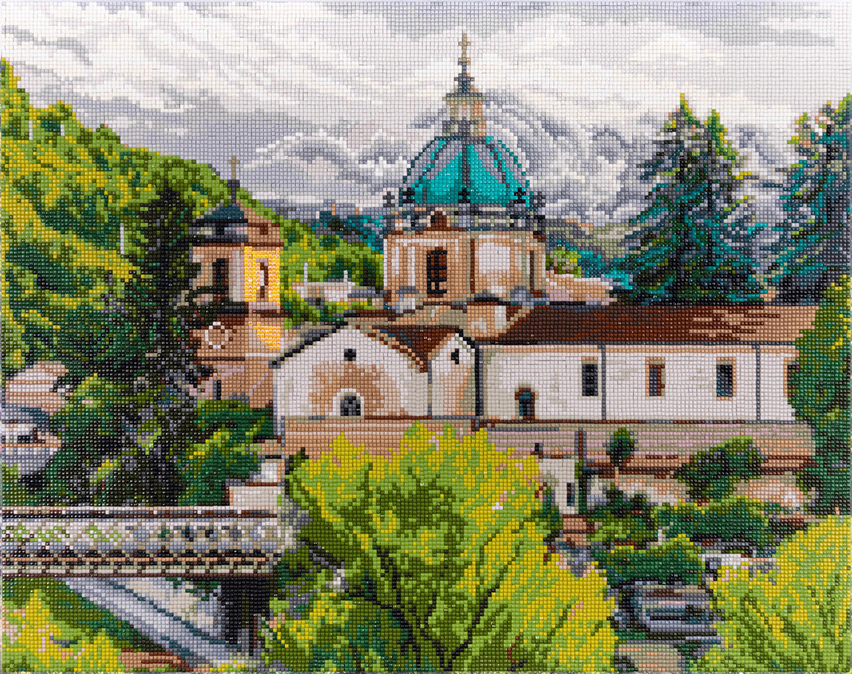 Фрея ALPD-089-UU55 кристальная алмазная мозаика на подрамнике Итальянская церковь 50x40 см