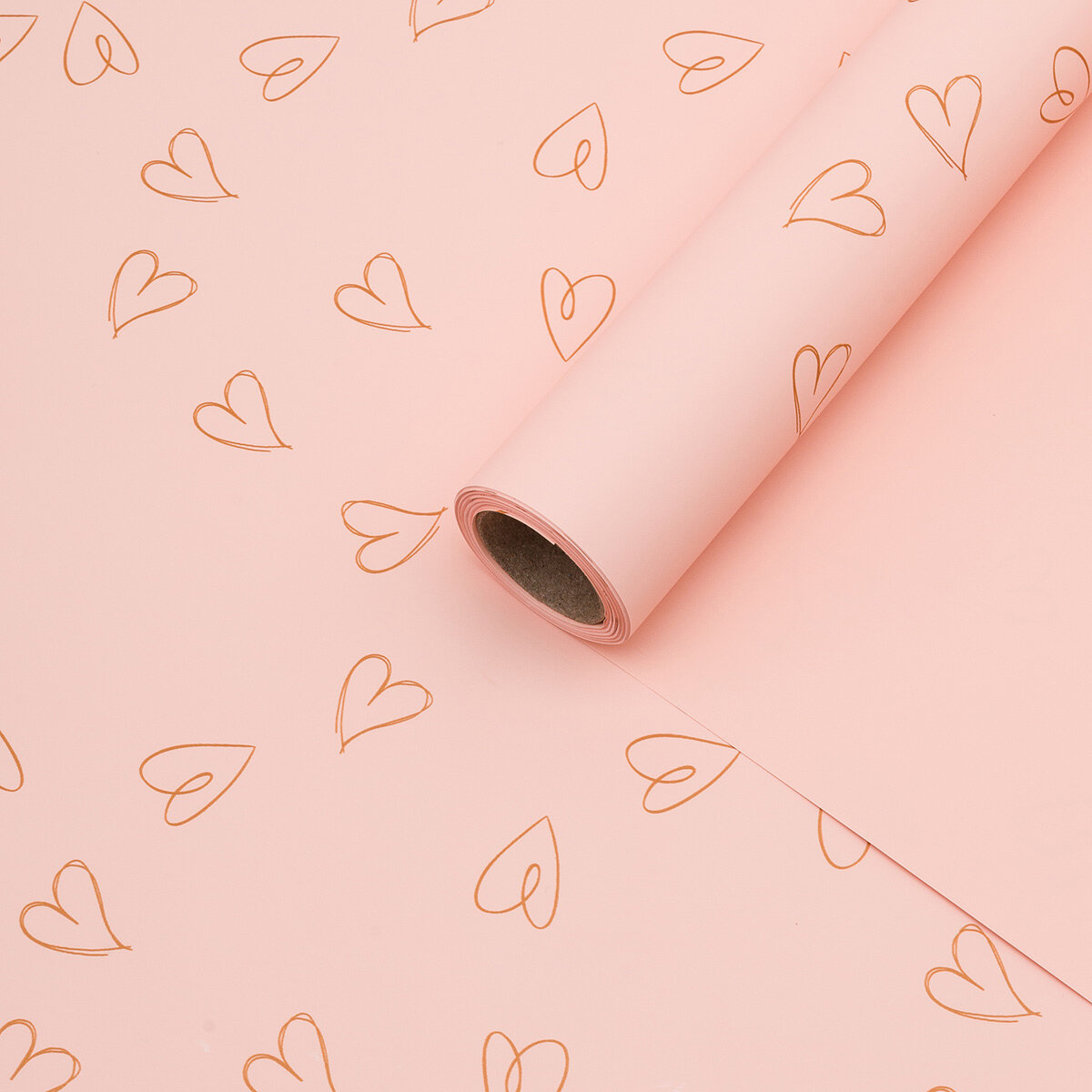 Пленка упаковочная для цветов и подарков Айрис 'Большие сердечки', 65 мкр, 58см*10м (VH2553 персиковый с сердечками)