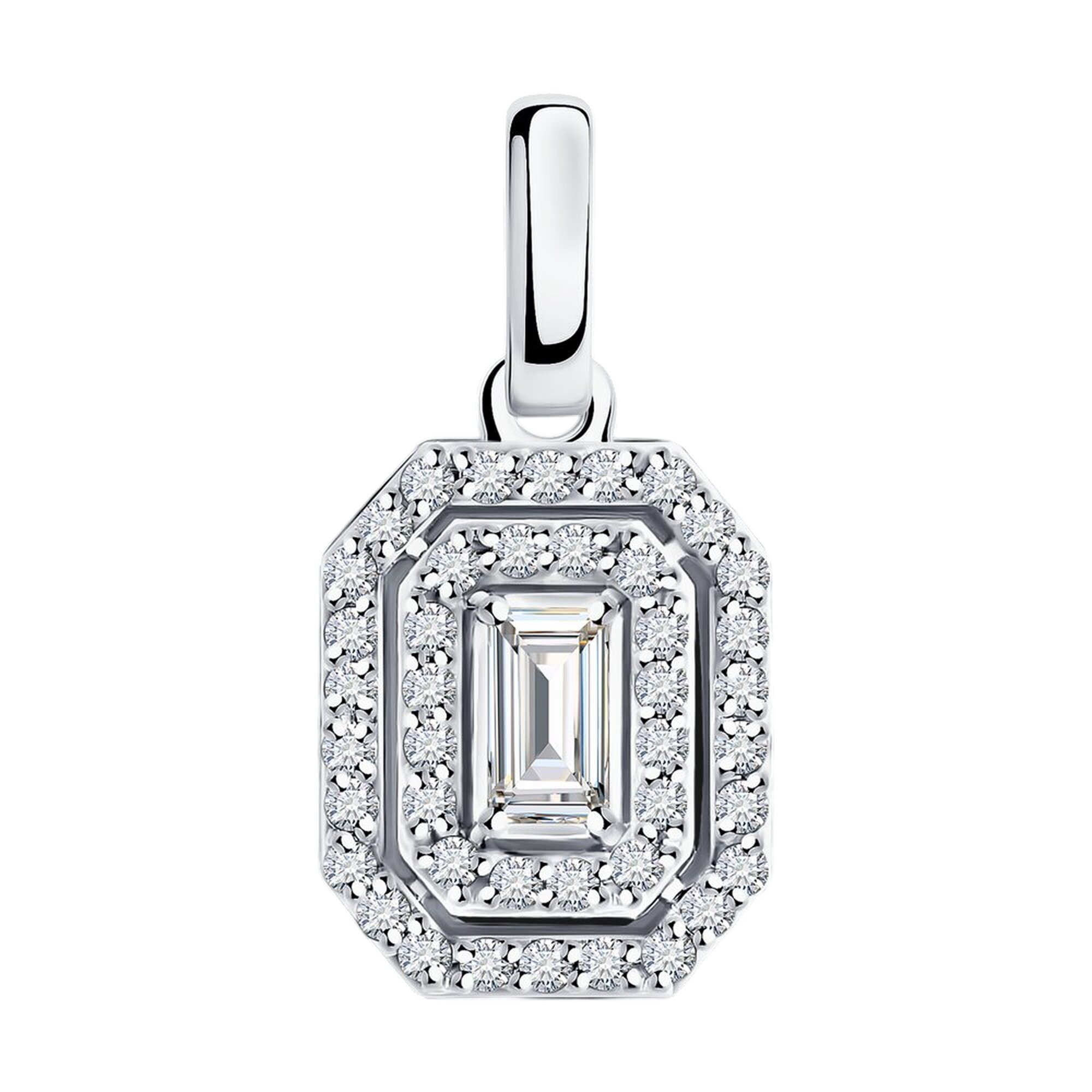 Подвеска, белое золото, 585 проба, бриллиант