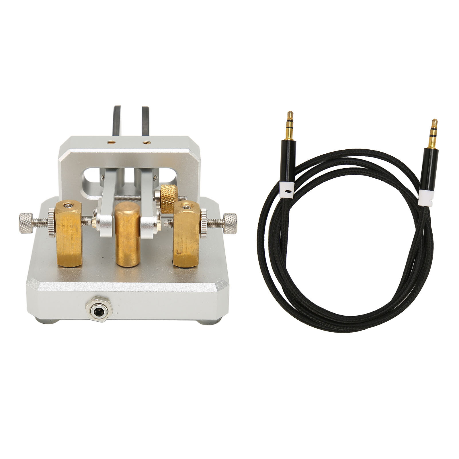 АвтоматическийкоротковолновыйпортативныйтелеграфМорзесдвумярычагамидлякемпингаииспользованиявпомещении, серебристый.