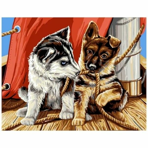 Канва Grafitec "Щенки", ткань с рисунком, серия 10,000, 50х40 см