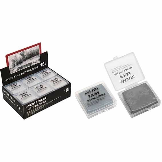 Ластик-клячка deVENTE "Art", серый, синтетический каучук, прямоугольный, 40х40х10 мм, пластиковый футляр (4070323)