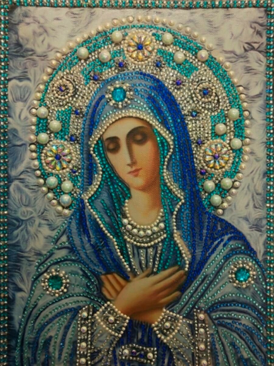 Алмазная мозаика на подрамнике 20-30* Икона Божией Матери Умиление *