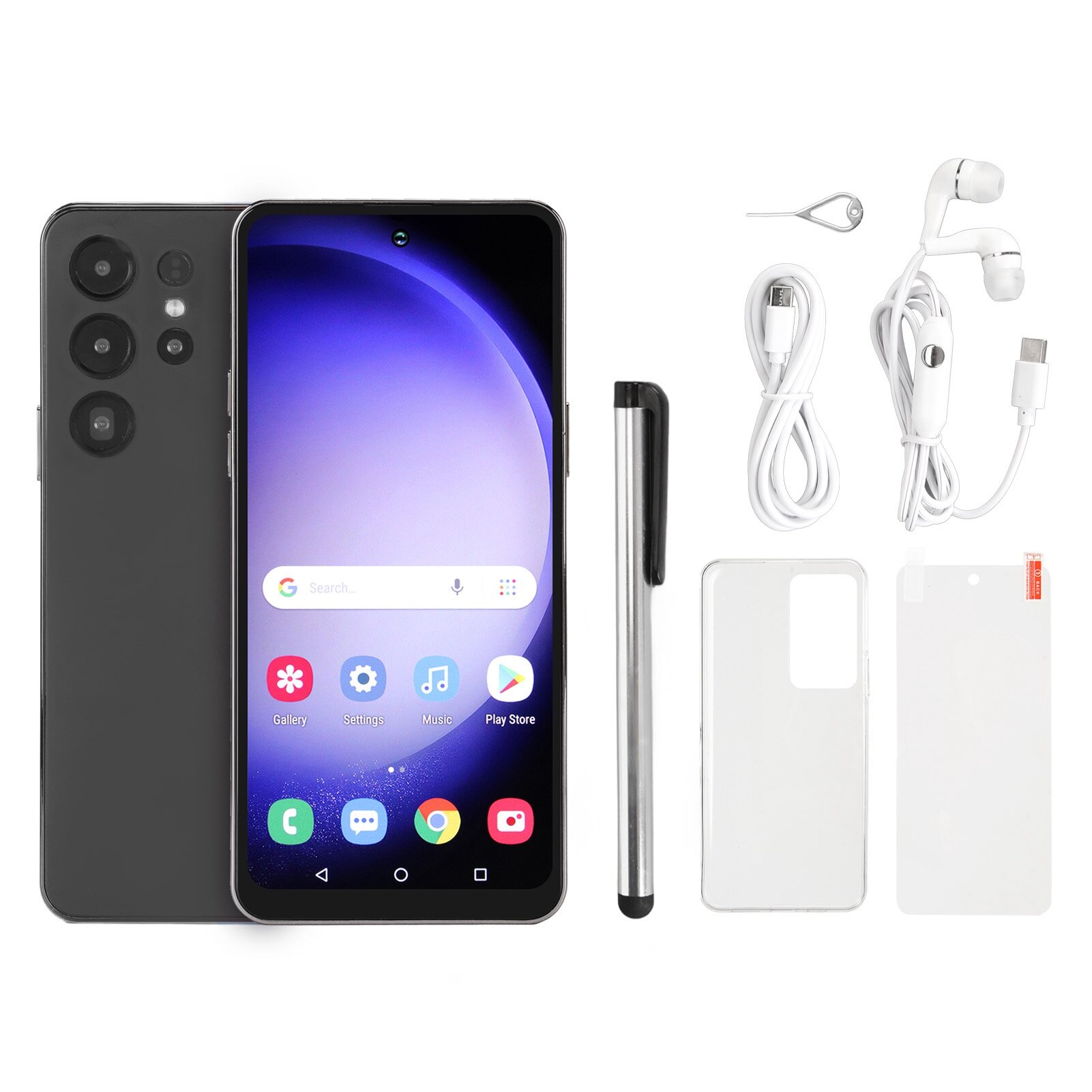 Разблокированный мобильный телефон с ручкой 6,8 дюйма FHD 4G 8GB RAM 256 ГБ ROM 13MP FRODENT и 48MP задней камеры Двойной карты Двойной резервный смартфон для Android 12 Black