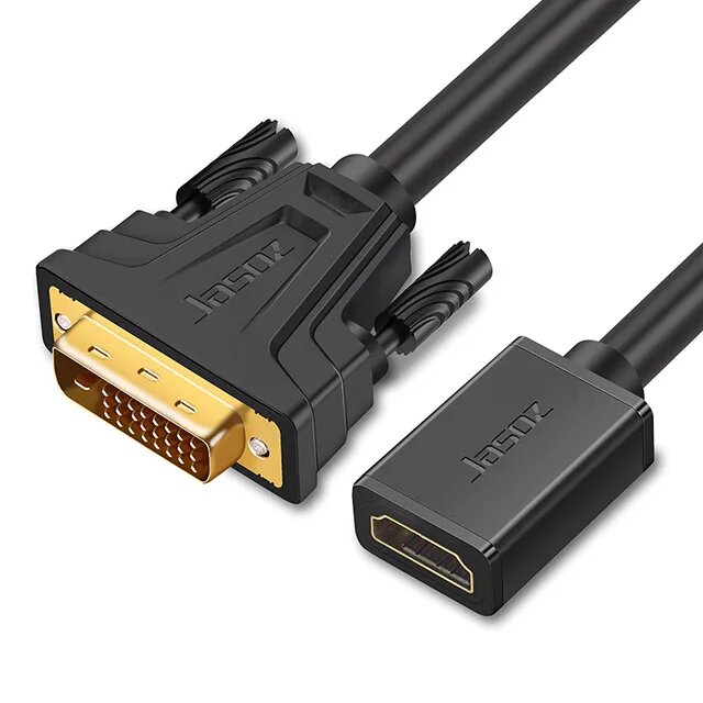 Jasoz DVI-переходник «папа» на HDMI-совместимый «мама» двунаправленный DVI D 24 + 1 кабельный разъем-конвертер для проектора HDTV в DVI