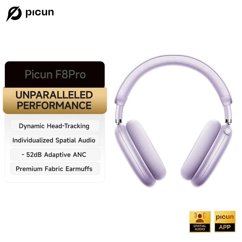 Picun F8 Pro ANC Беспроводные наушники 3D Пространственное аудио Отслеживание головы -52 дБ ANC HIFI Bluetooth-гарнитура ENC HD Микрофон Приложение с низкой задержкой