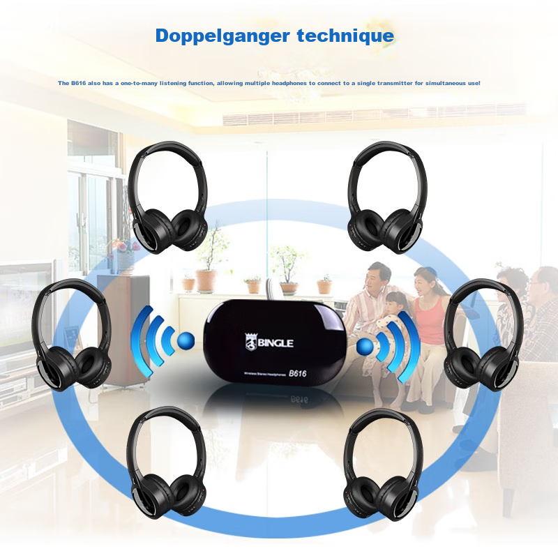 BINGLE B616 Беспроводные наушники для телевизора, наушники с ушью, совместимые с телевизором, компьютером и мобильными