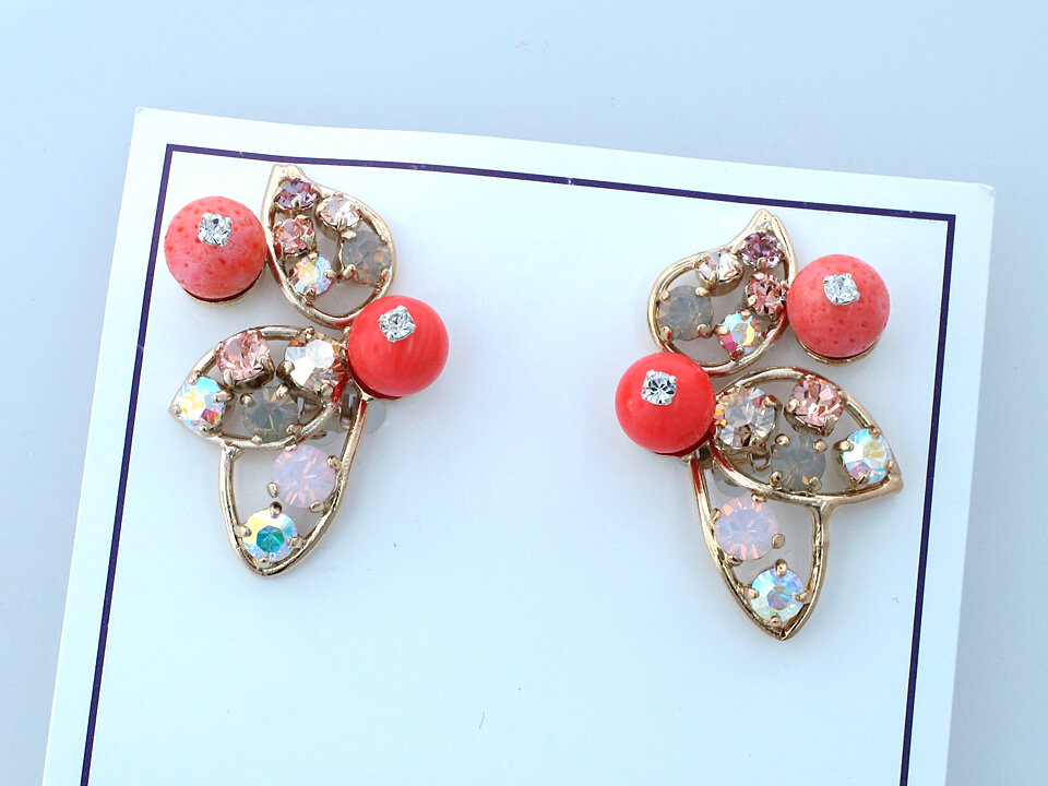 Серьги, сталь, кристаллы Swarovski