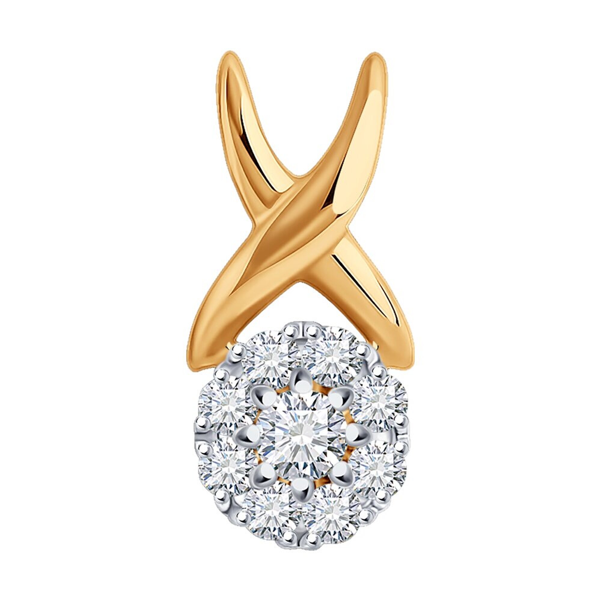 Подвеска, красное золото, 585 проба, бриллиант