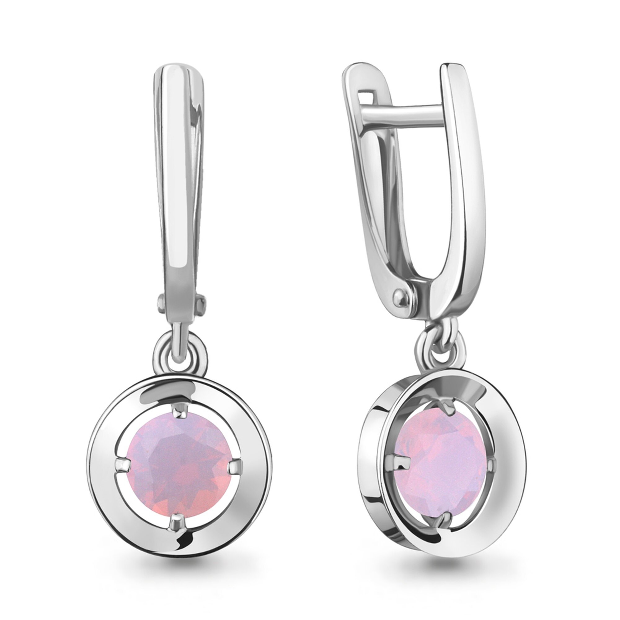 Серьги, серебро, 925 проба, родирование, опал