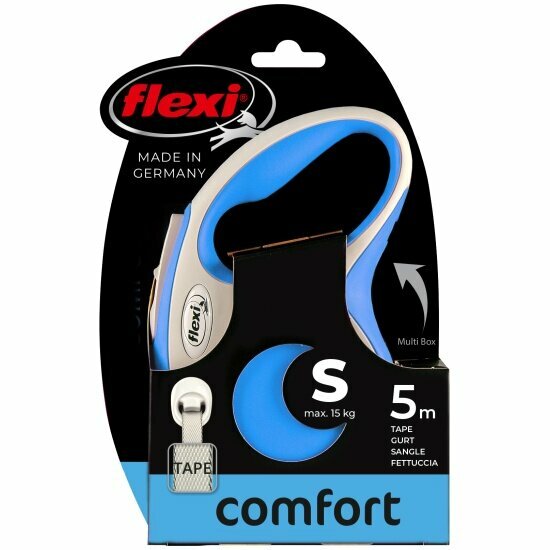 Поводок-рулетка Flexi New Coмfort tape S, 5 м, 15 кг, синий