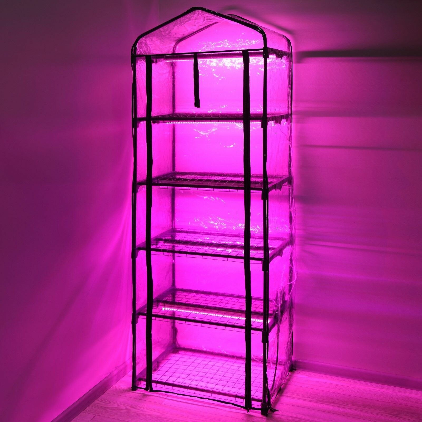 Теплица GREEN APPLE 5 ярусов 1930х690х490 мм 63857 со светильниками