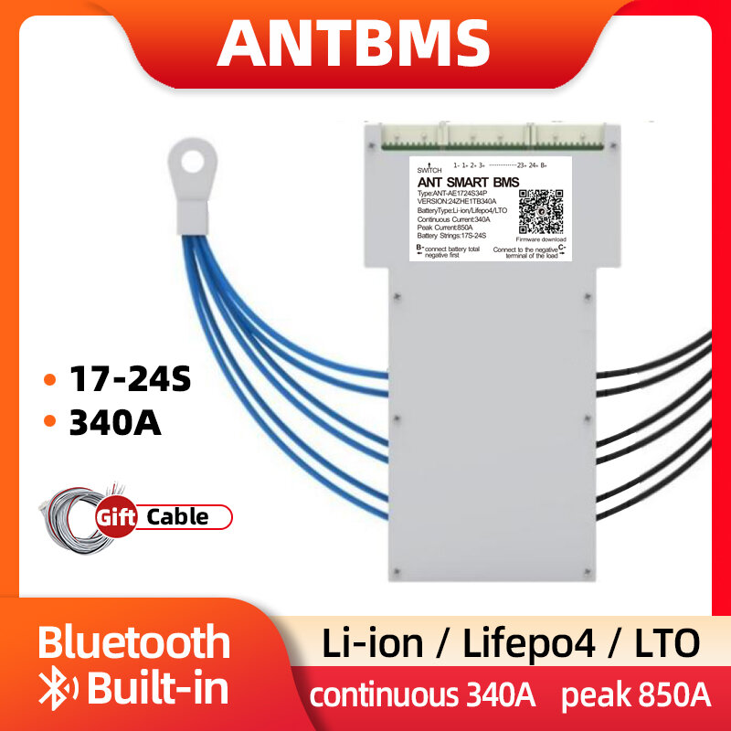 Smart 17-24 S ANT BMS Li-Ion LiFePo4 LTO батарея 1050A 300A 80A 600A Bluetooth встроенный баланс 18S 20S 22S 23S 24S