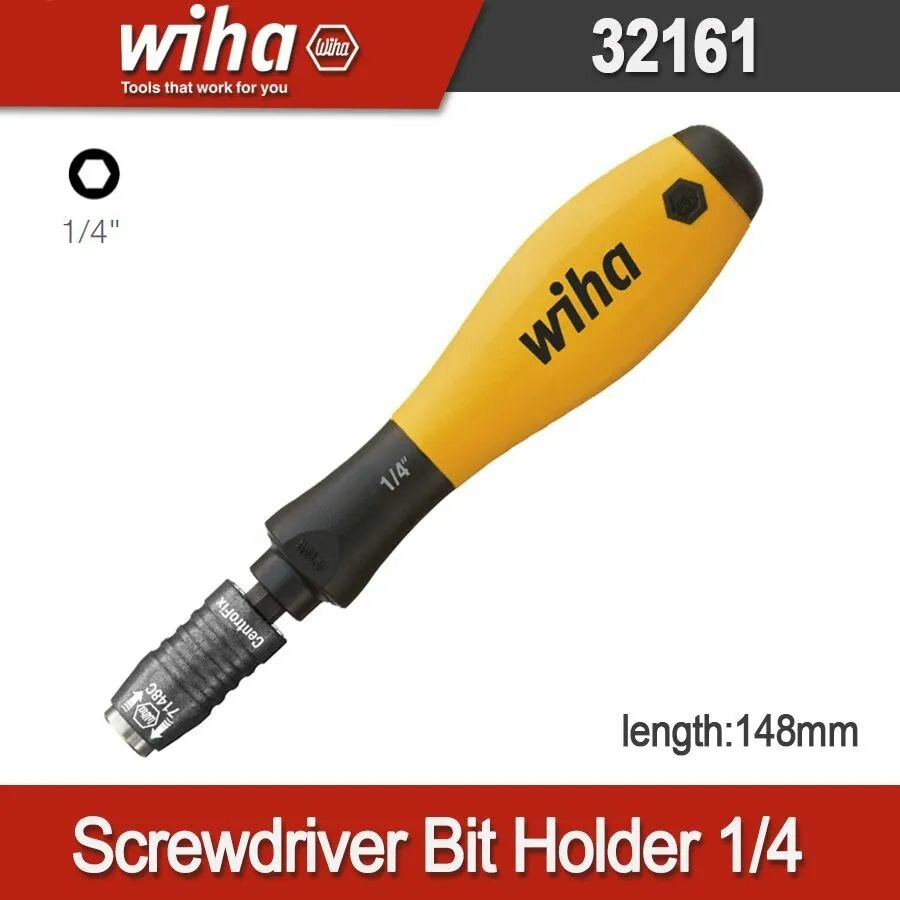 Wiha 32161 Быстросменный держатель бит с ручкой 1/4" , с механической блокировкой 387ESD