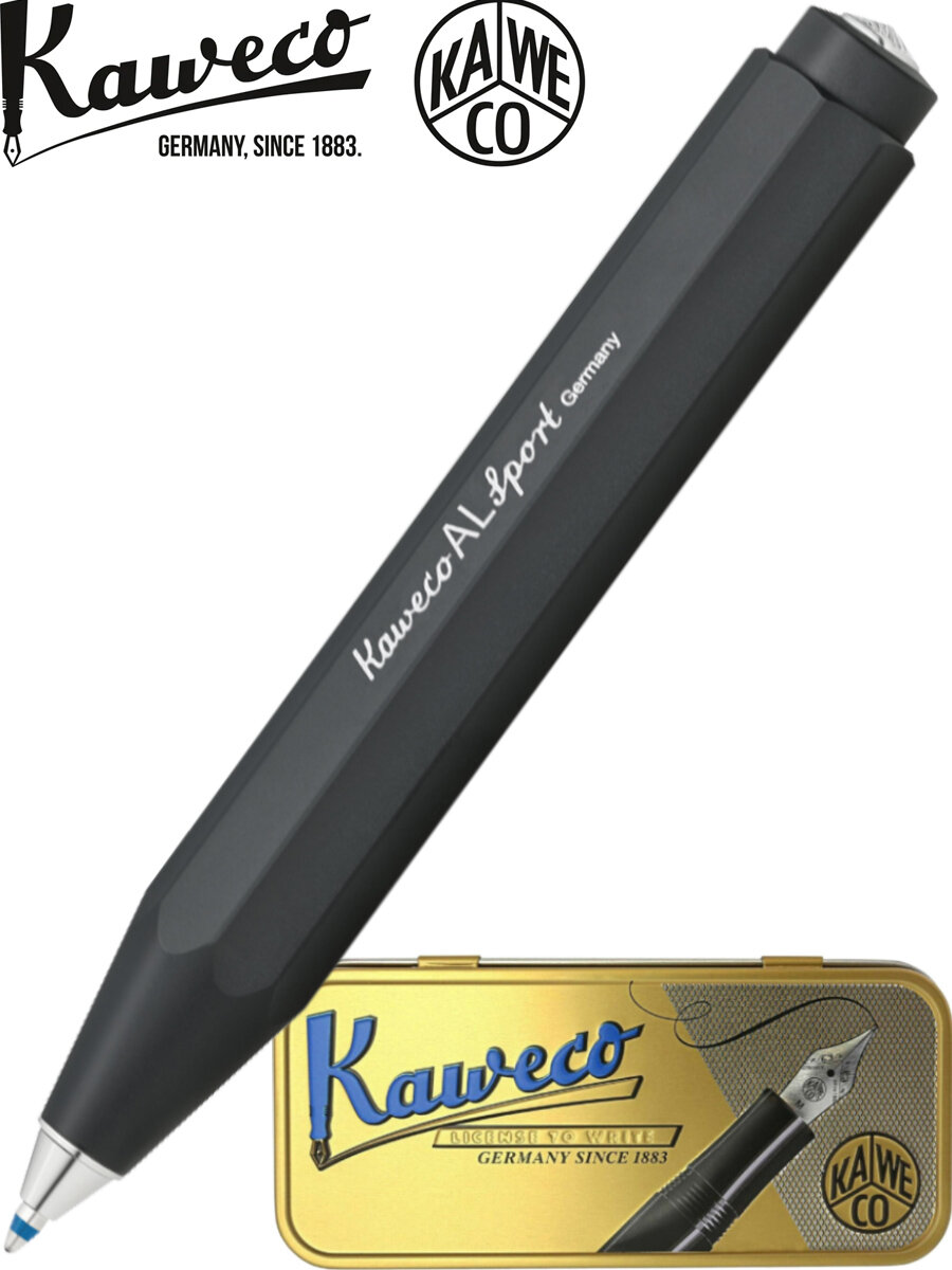 Шариковая ручка Kaweco AL Sport BLACK (10000100) 1.0 мм черный корпус